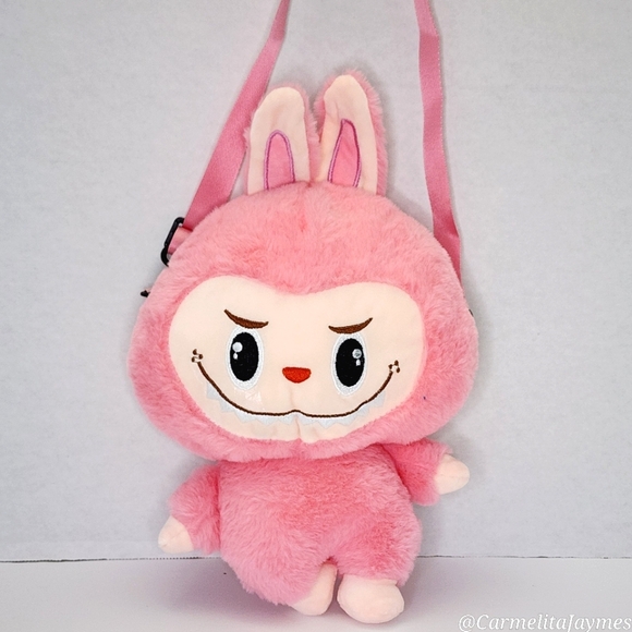 Labubu | Toys | Labubu Pink Furry Monsters Doll Plush Zip Crossbody Bag ...